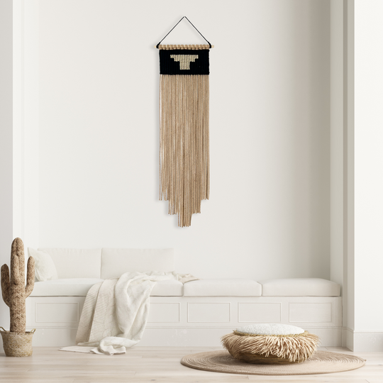 Organic modern jute wall hanging -Amara| Tall | 36 x 10 | Geometric ...